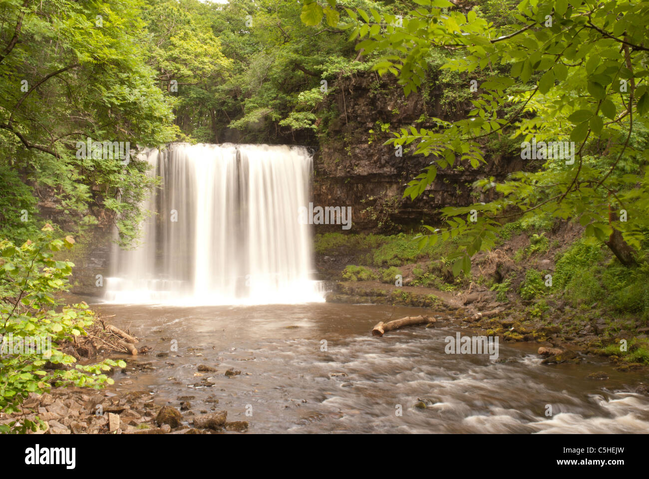 Sgwd-yr-eira waterfall, Afon Hepste, Brecon Beacons National Park ...
