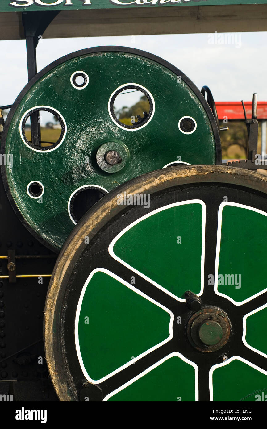 flywheels on steam engine Stock Photo - Alamy