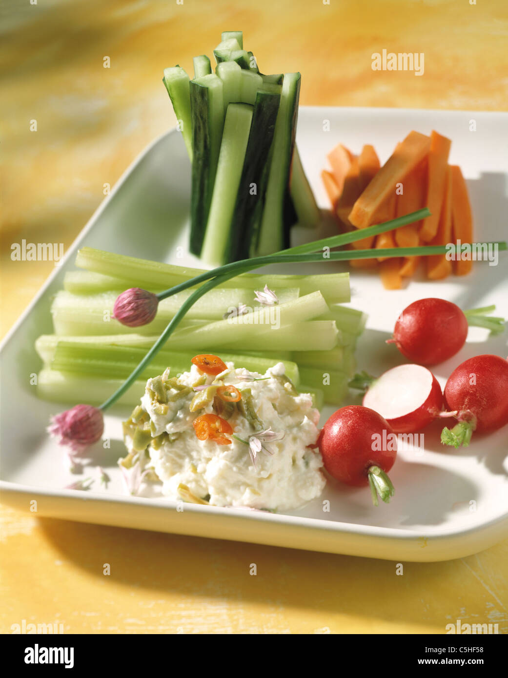 Vegetable sticks with cheese cream Stock Photo - Alamy