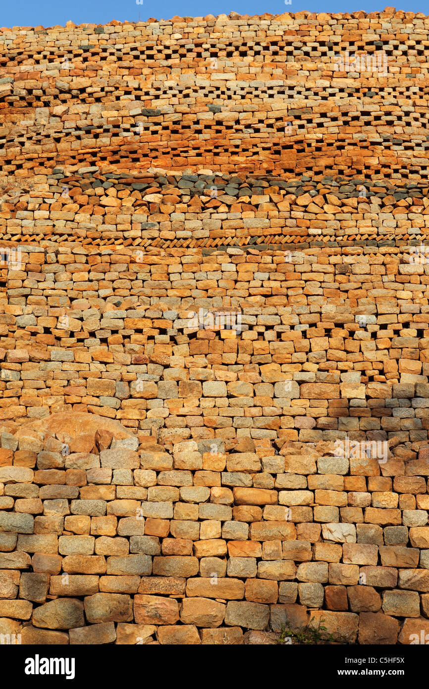 A wall within the Khami UNESCO World Heritage Site close to Bulawayo in ...