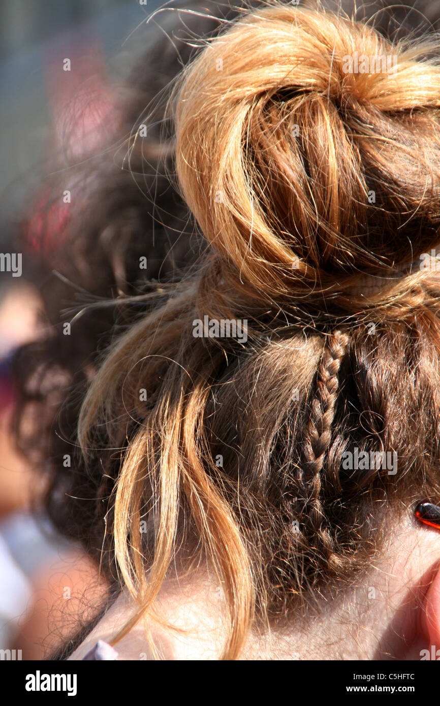 detail of woman with pleats in hair Stock Photo - Alamy