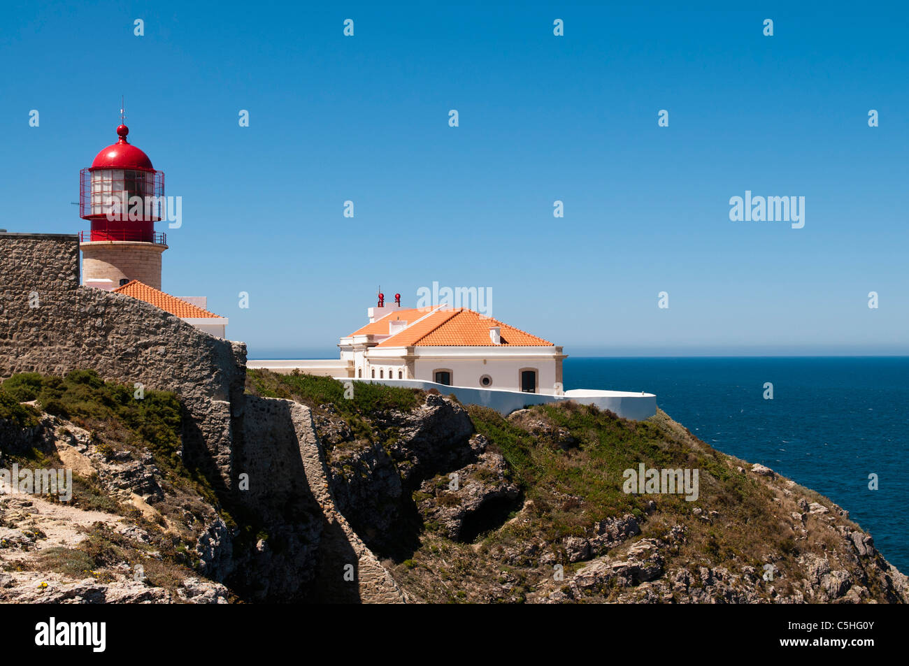 Lighthouse on Cabo de Sao Vicente, Sagres, Algarve, Portugal Stock ...
