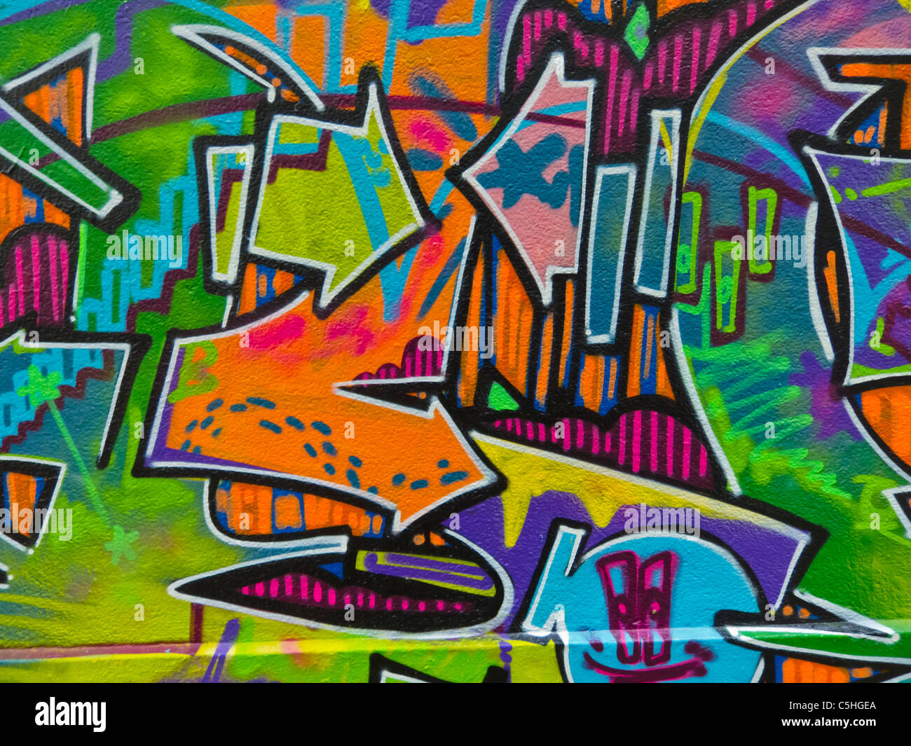 Paris, France, Abstract Street Art, Graffiti on Wall, detail in 20th ...