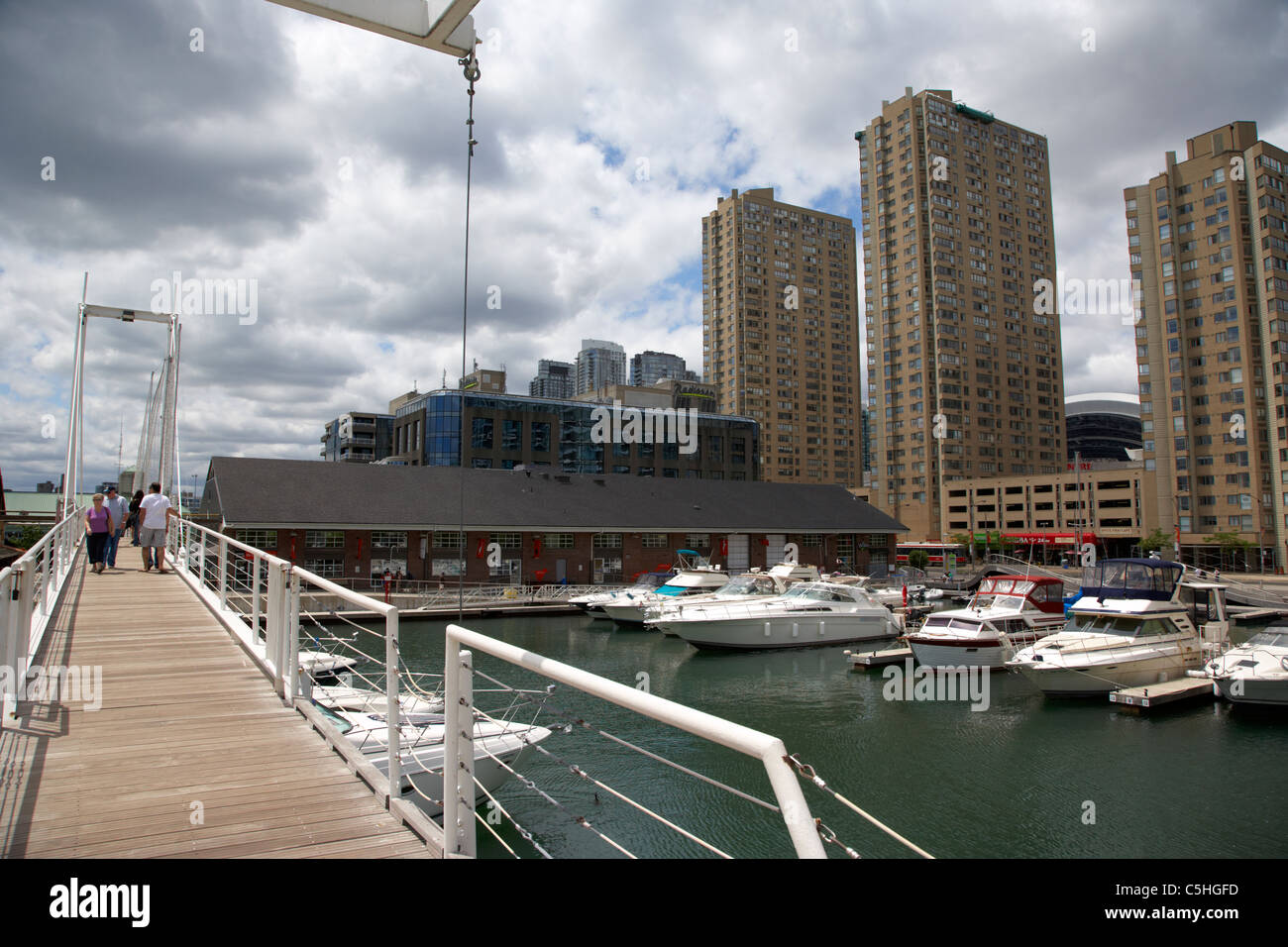 pedestrian bridge over the harbourfront marina toronto ontario canada ...