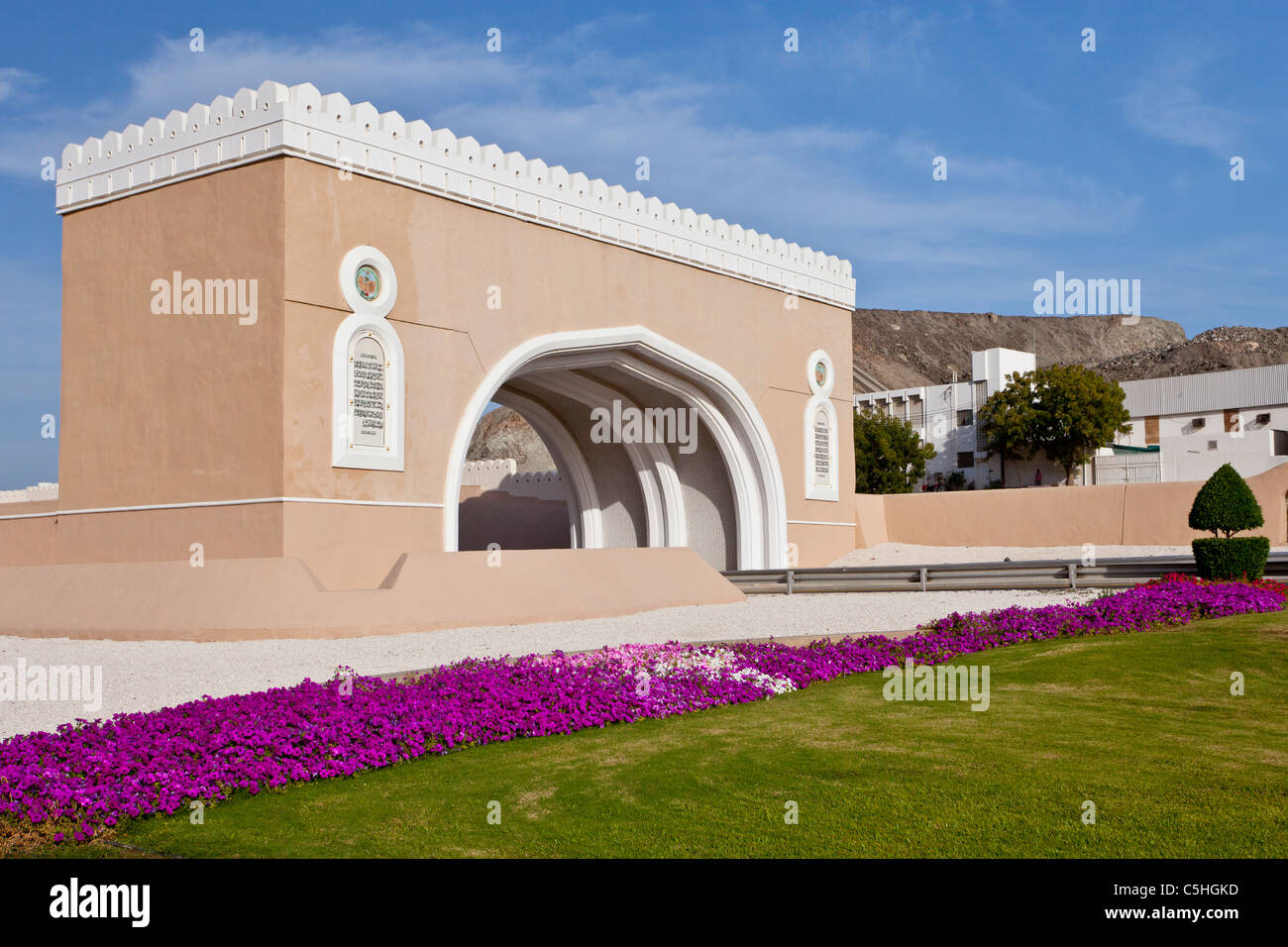 Streets and roadways decorated with flowers in Muscat, Oman Stock Photo ...