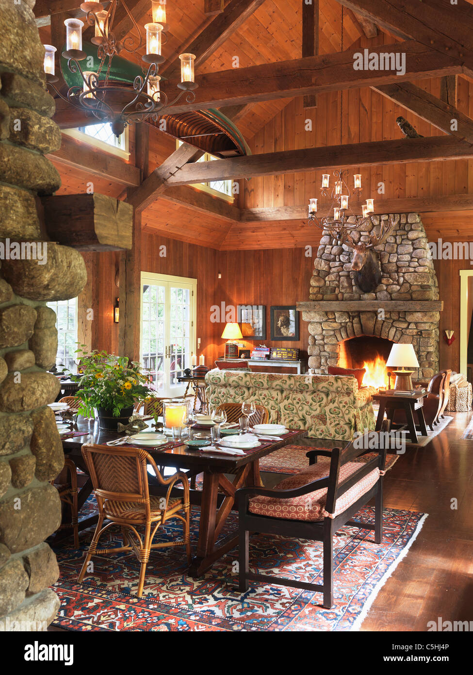 large and grand room with fireplace Stock Photo - Alamy
