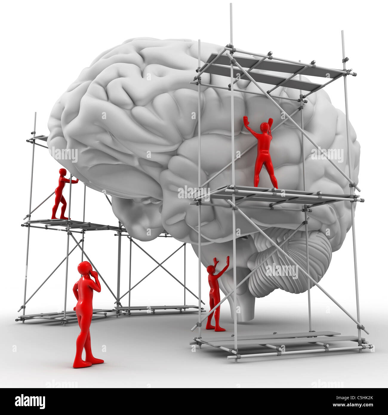 Brain with workers, mental health Stock Photo - Alamy