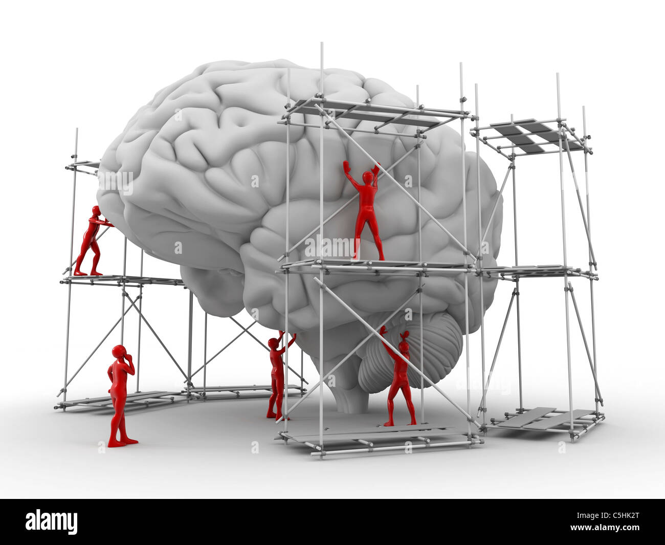 Brain with workers, mental health Stock Photo - Alamy