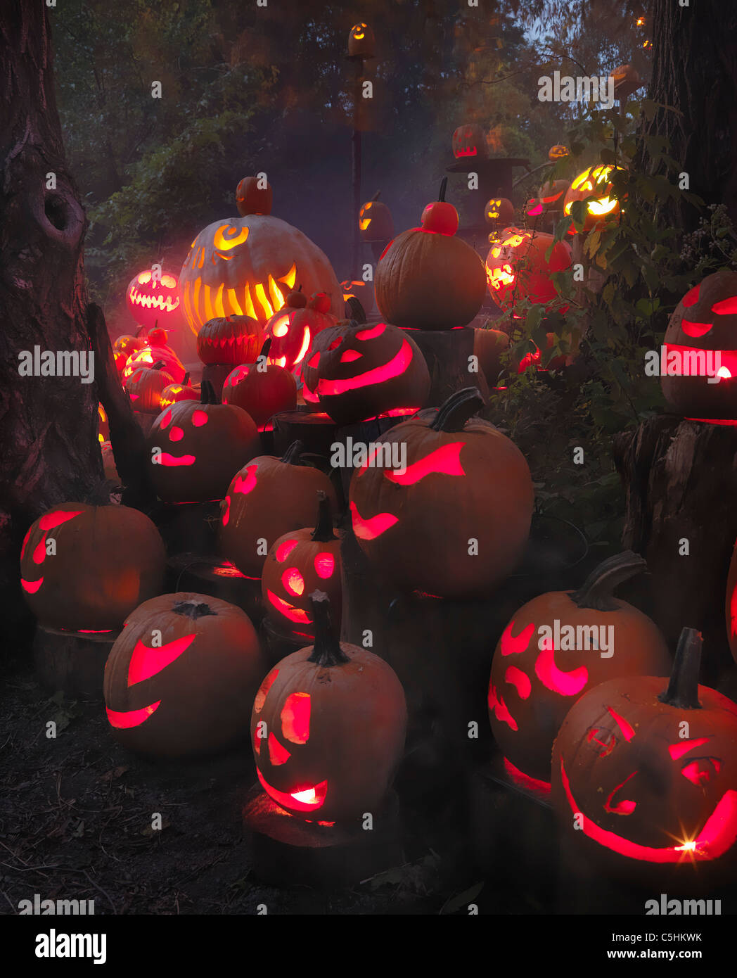 glowing pumkin display at Halloween Stock Photo - Alamy