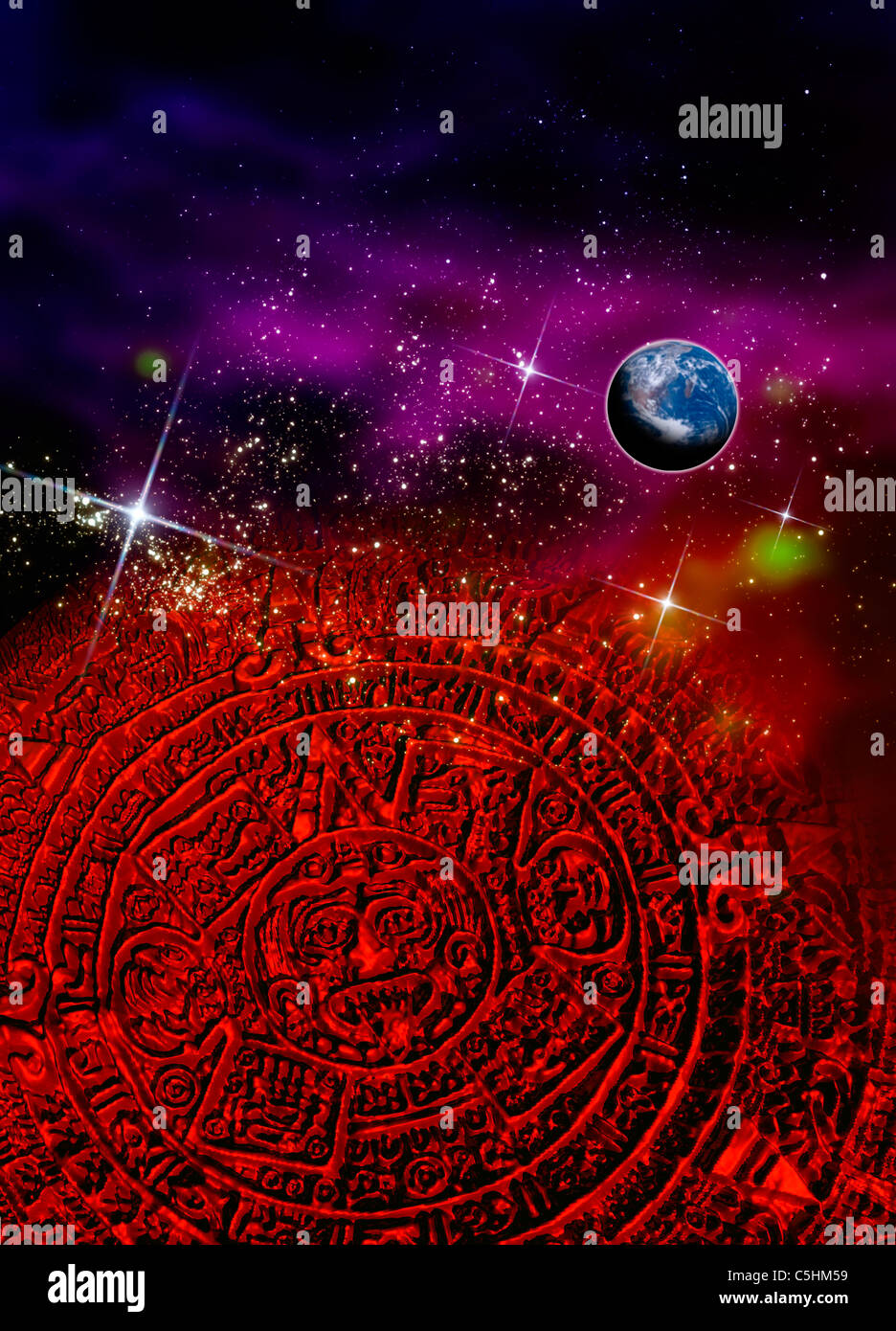 Aztec Sun Stone, conceptual artwork Stock Photo - Alamy