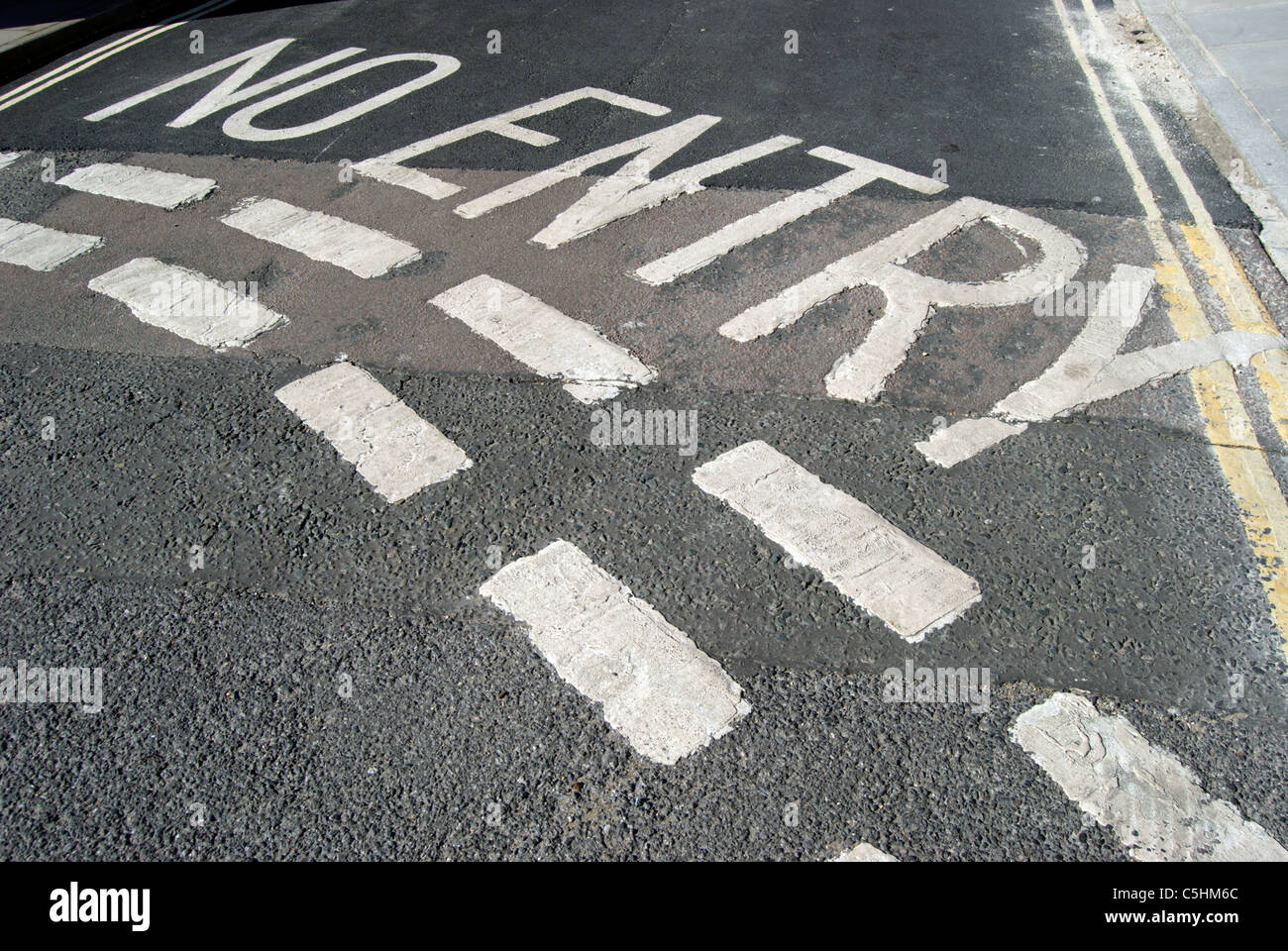 No Entry Road Marking In Richmond Upon Thames Surrey England Stock no-entry-road-marking-in-richmond-upon-thames-surrey-england-stock
