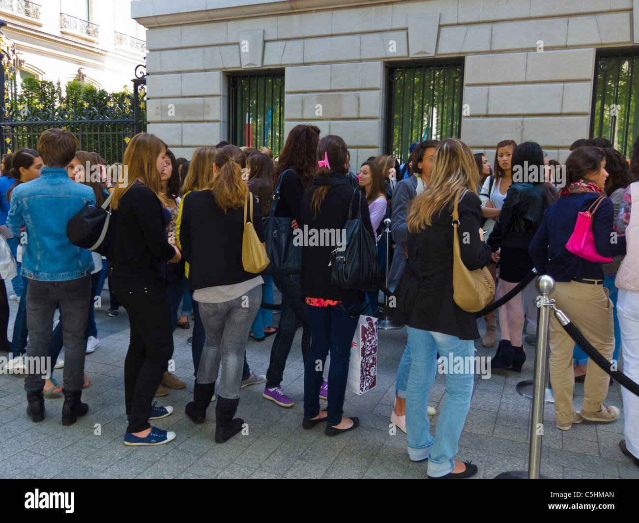 Champs elysees queuing crowds street hi-res stock photography and ...