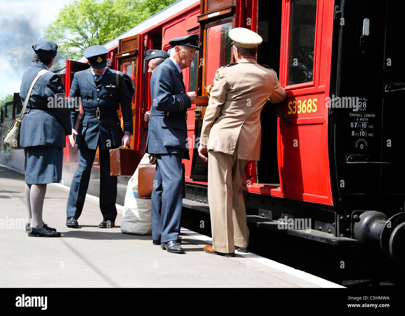 1940s scene of people by steam train Stock Photo - Alamy