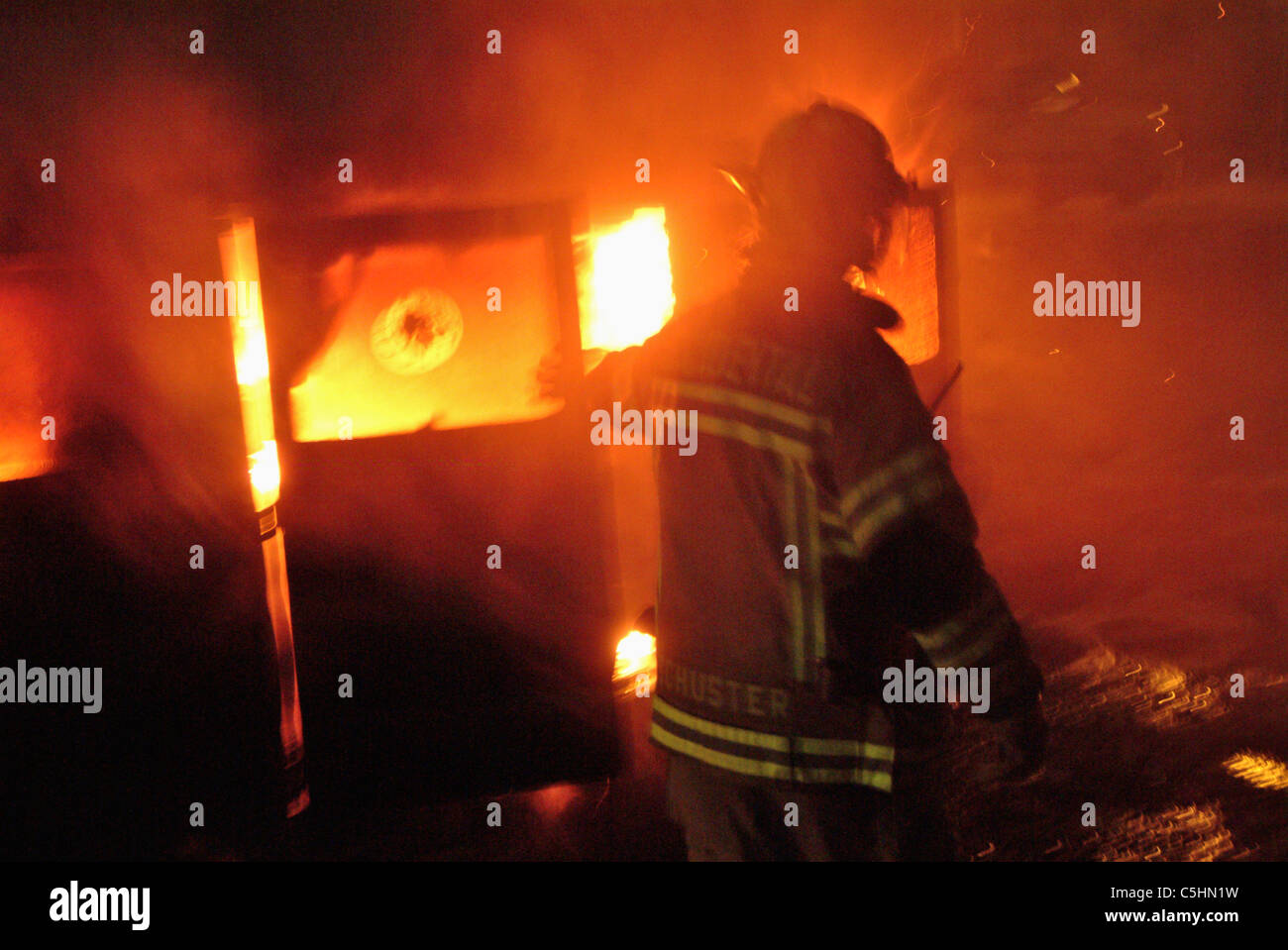 Vehicle burn training by the Occidental Volunteer Fire Department Stock ...