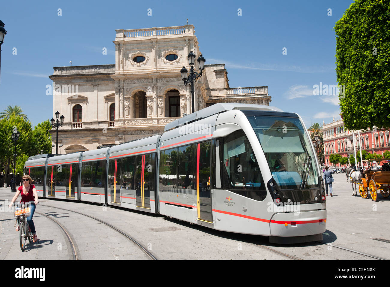 A modern tram in Seville, Spain Stock Photo - Alamy