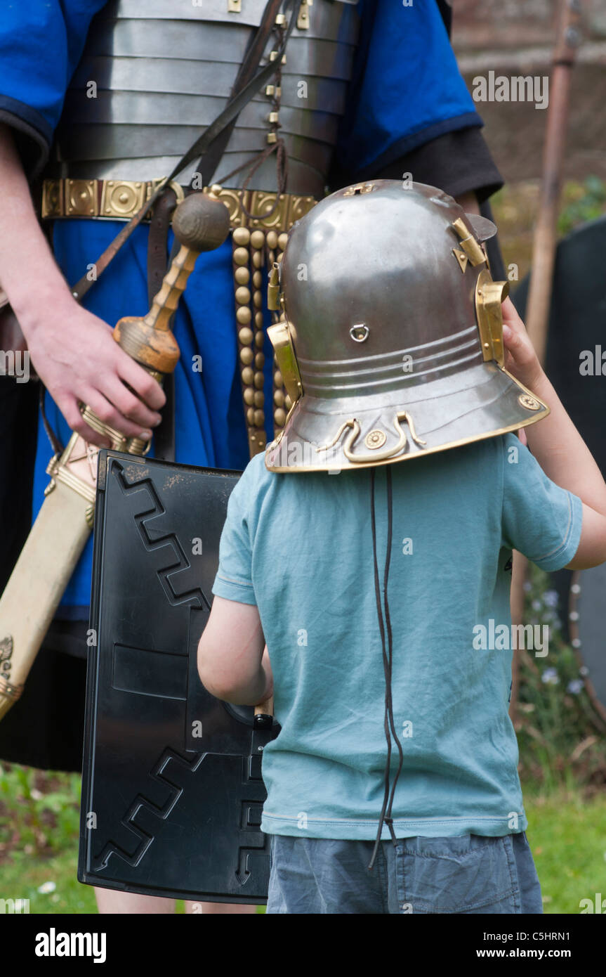 Man dressed as a Roman soldier, teaches children about Roman Chester ...
