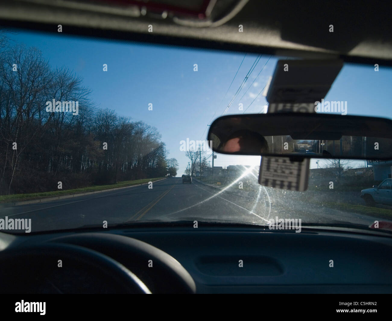 View through a car window in Providence, Rhode Island Stock Photo - Alamy