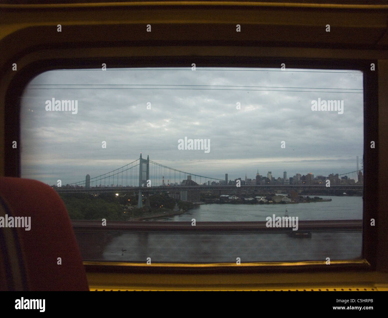 New York City from out an Amtrak train window in New York, New York ...