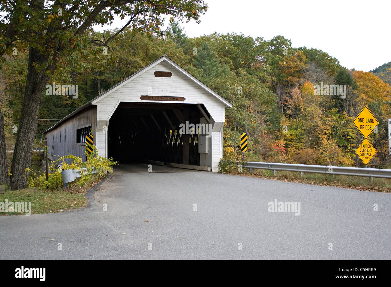 A historic New England covered bridge located in Dummerston Vermont ...