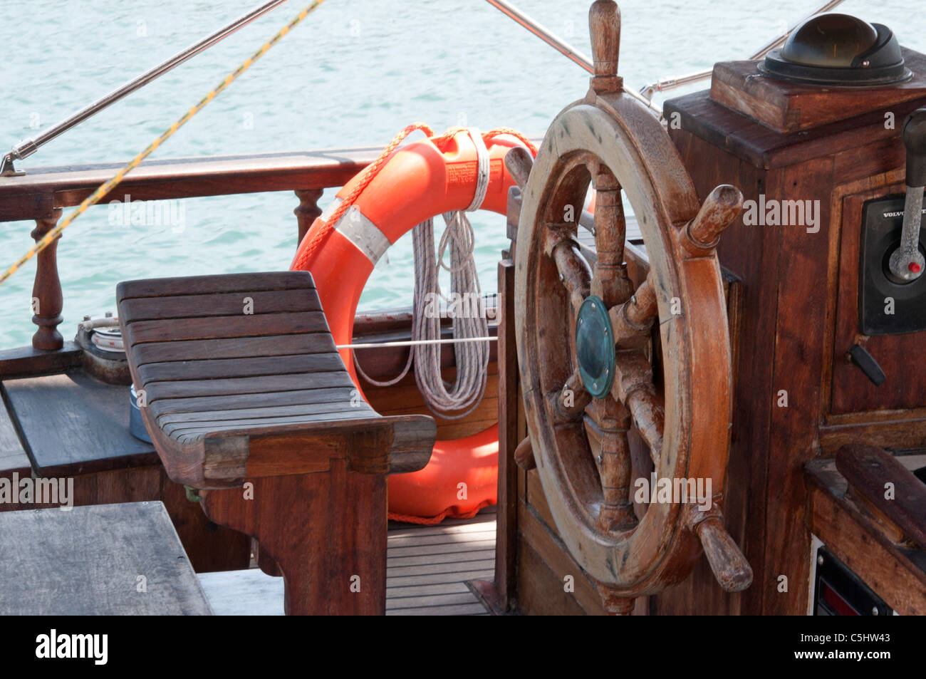 Wooden ships wheel hi-res stock photography and images - Alamy