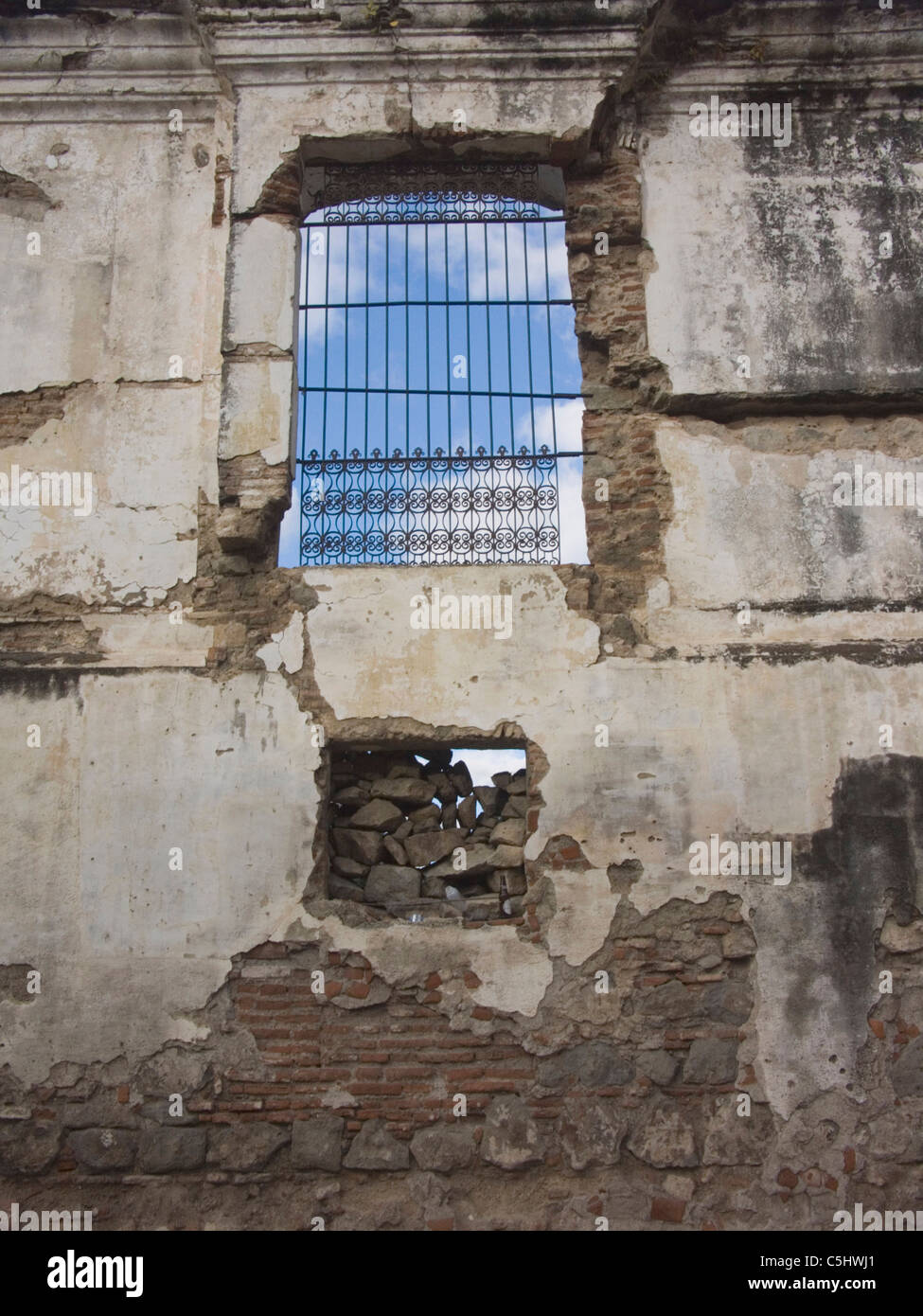 Aged building facades destroyed by weather, volcanoes and time in ...