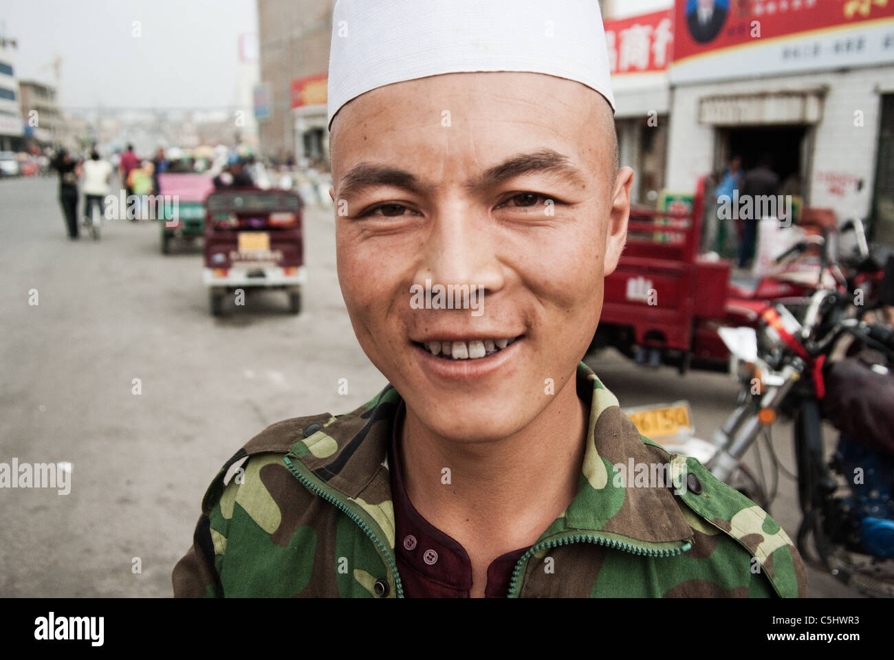 chinese peasant of hui minority on a street in guyuan,ningxia,china ...