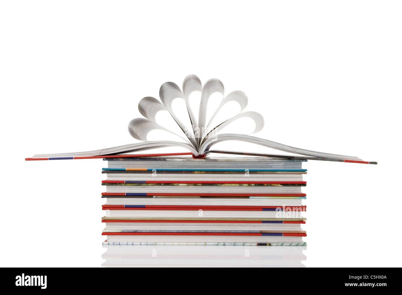 book pages folded into a flower shape on white background Stock Photo ...