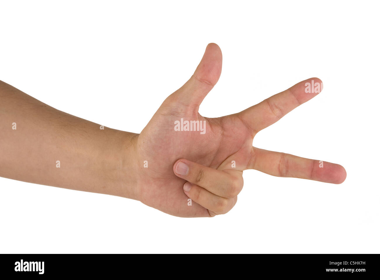 Three finger hand gesture sign hi-res stock photography and images - Alamy