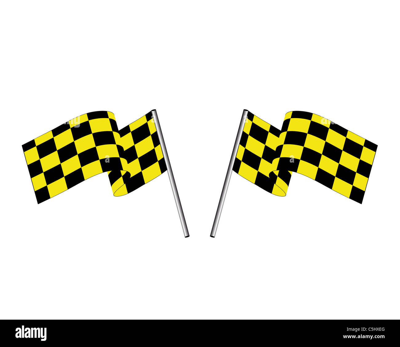 Yellow and black checked racing flag. Vector illustration Stock Photo ...
