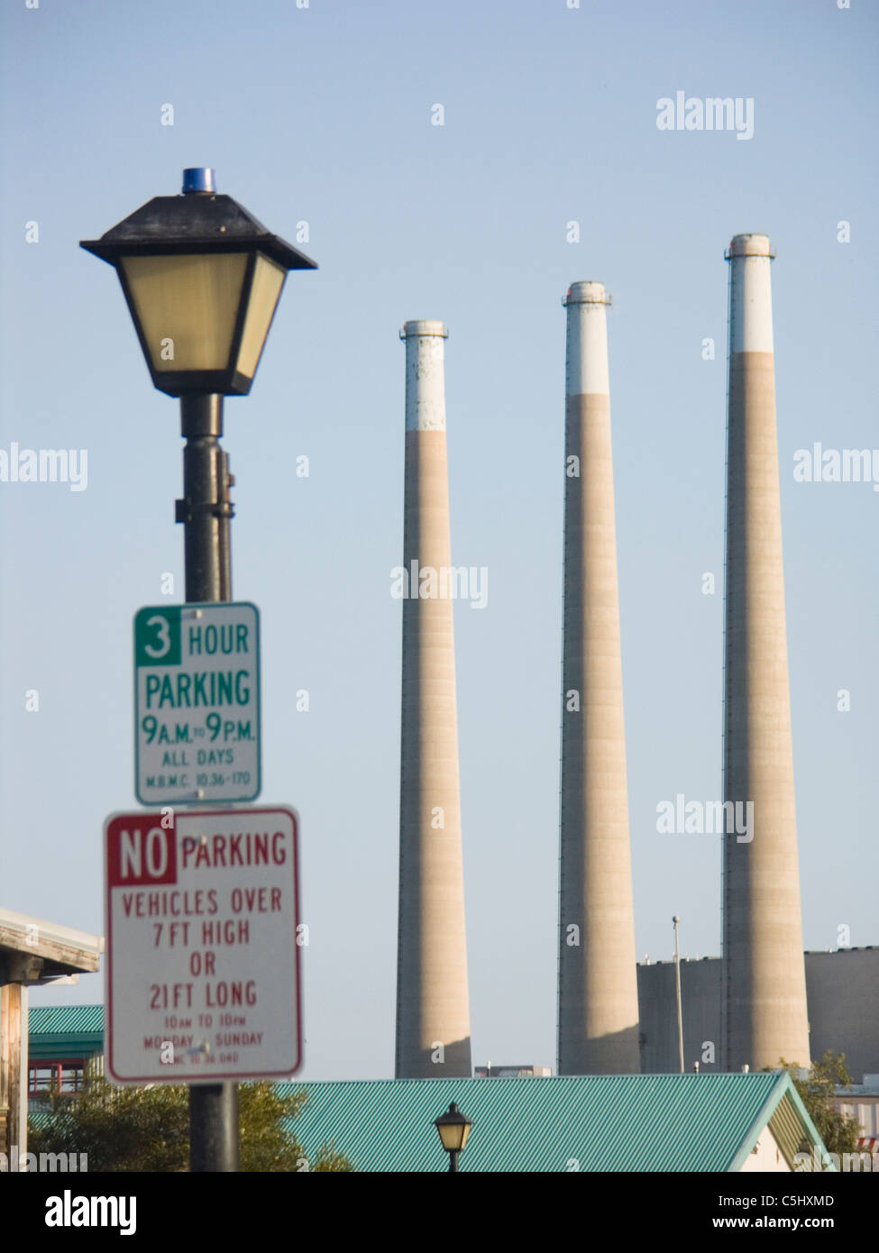 Power plant smokestacks in Morro Bay, California Stock Photo - Alamy