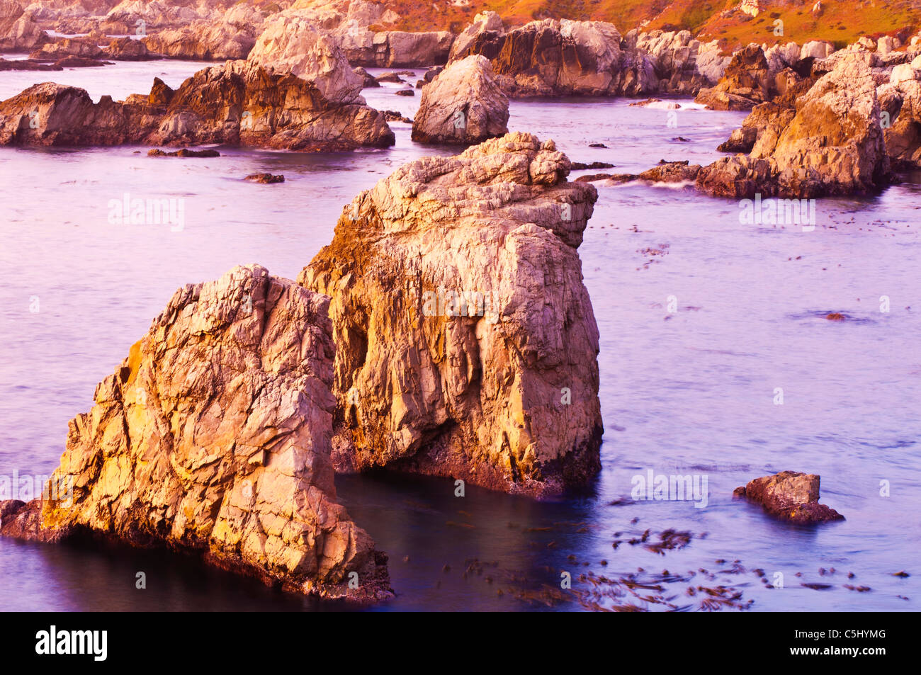 Sea stacks and rocky coastline at Soberanes Point, Garrapata State Park ...