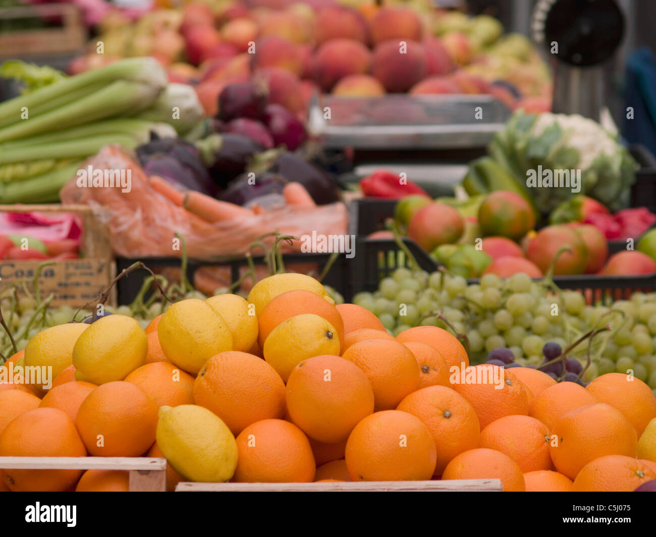 Town market in Camucia, Italy Stock Photo - Alamy