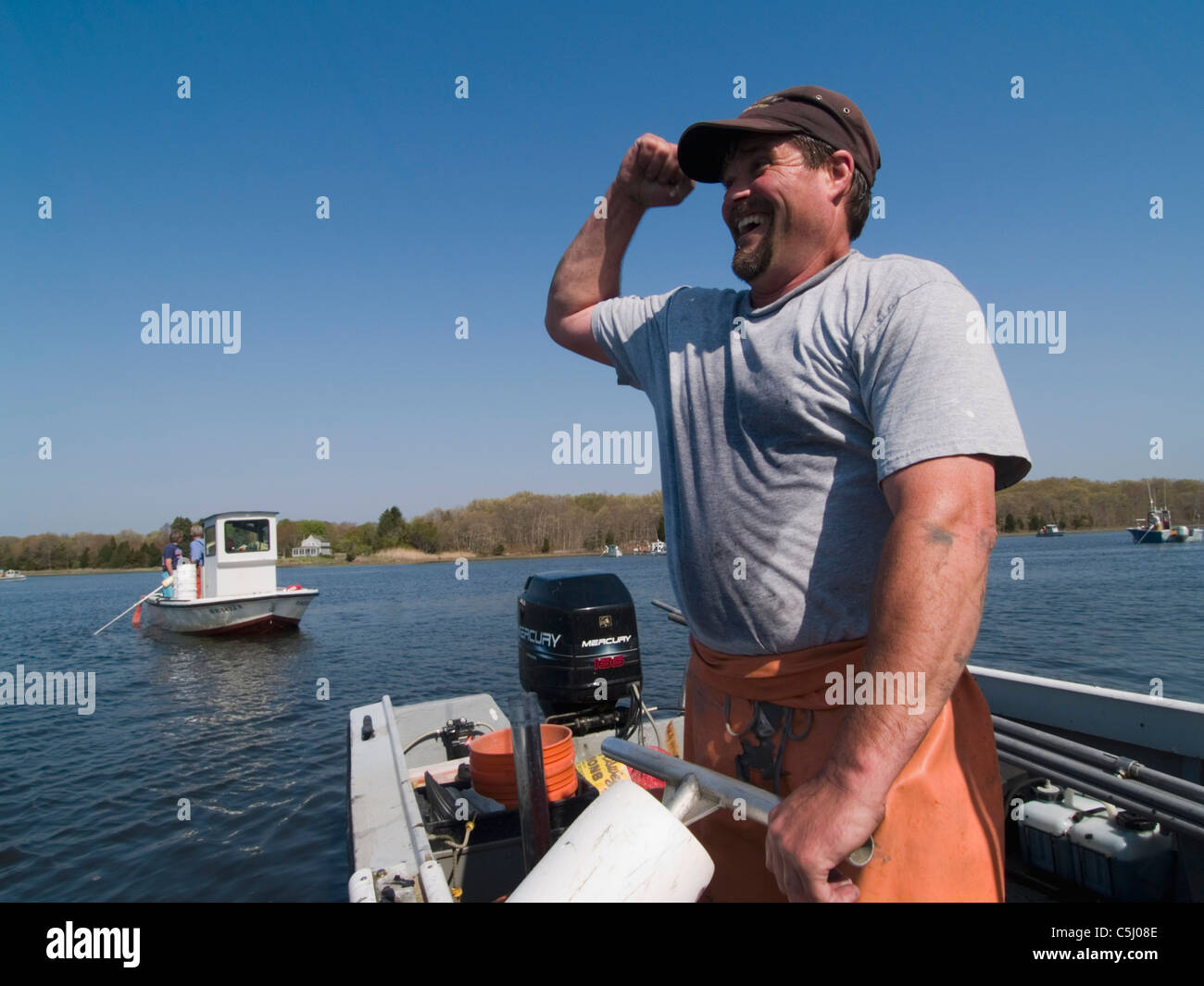 David Middleton, R.I. Quahogger, at work in Wickford, Rhode Island ...