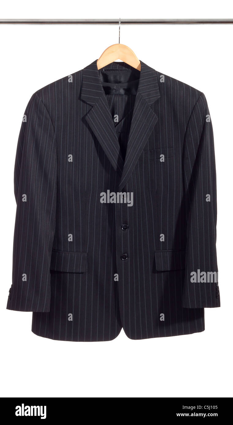 Men's suit on the rack, isolated on white Stock Photo - Alamy