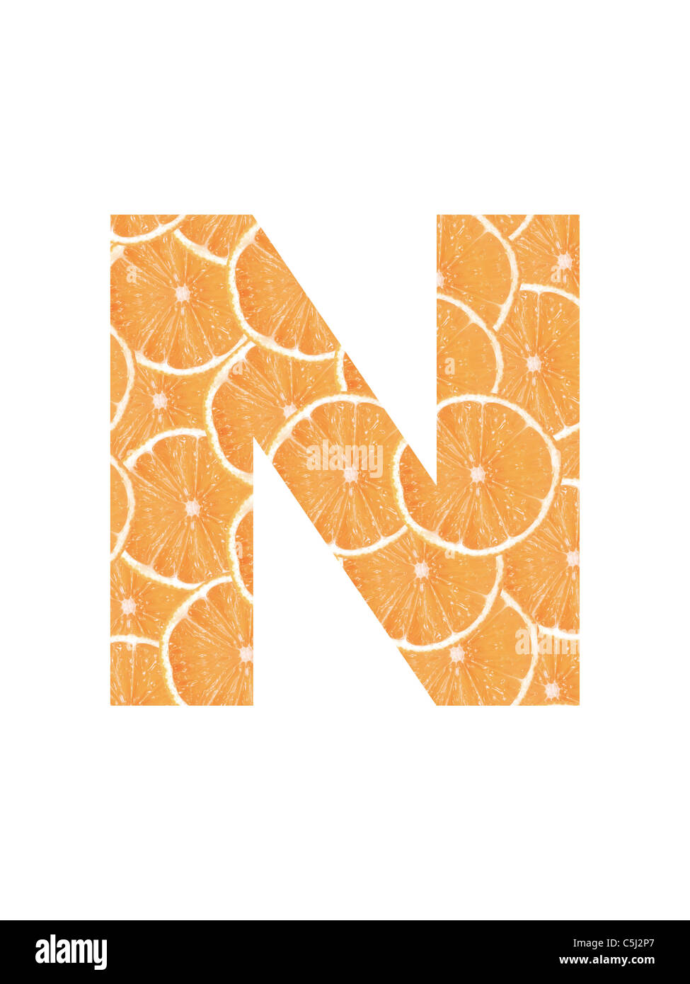 Letter of the alphabet cropped from slices of orange Stock Photo - Alamy