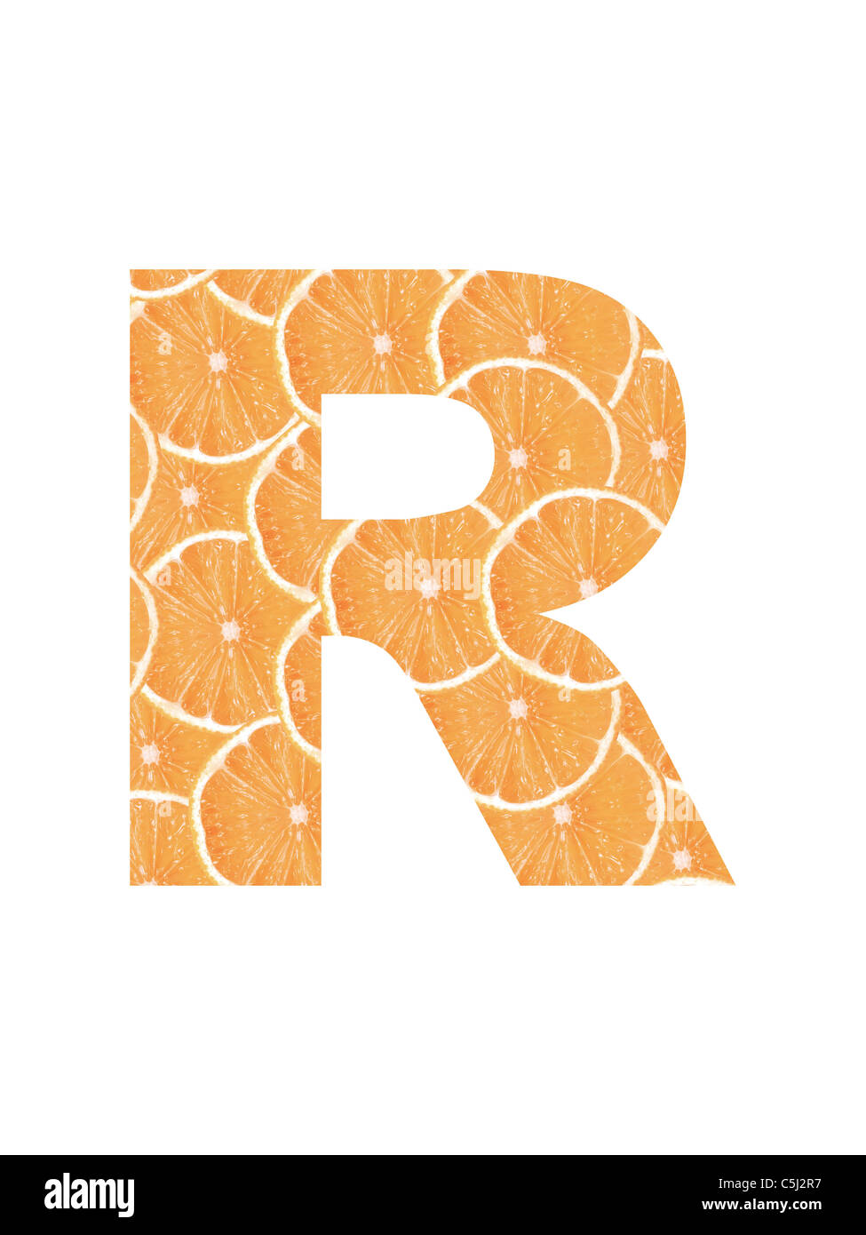 Letter of the alphabet cropped from slices of orange Stock Photo - Alamy