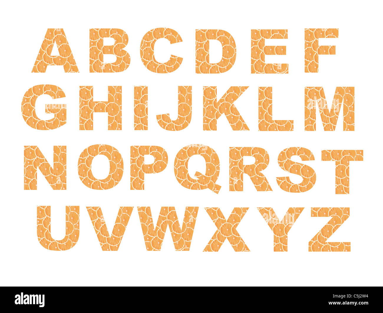 Letter of the alphabet cropped from slices of orange Stock Photo - Alamy