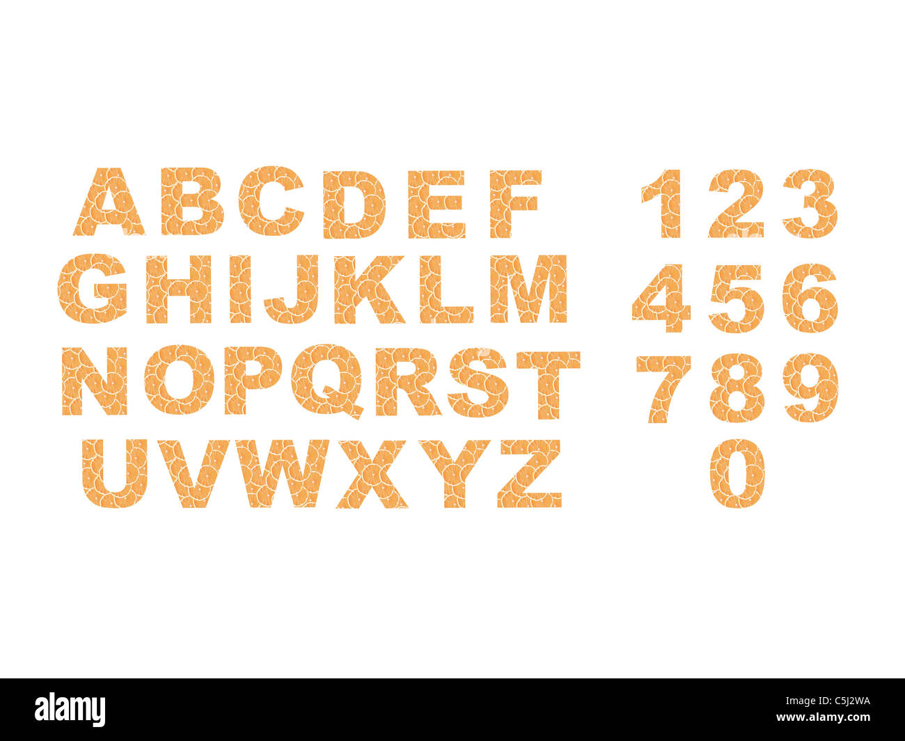 Letter of the alphabet cropped from slices of orange Stock Photo - Alamy