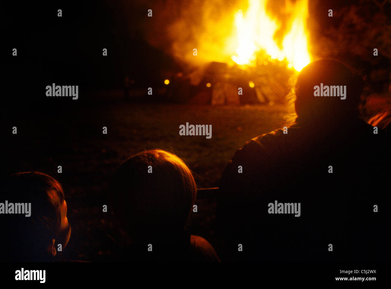 People Watching Bonfire on 5th of November Stock Photo - Alamy
