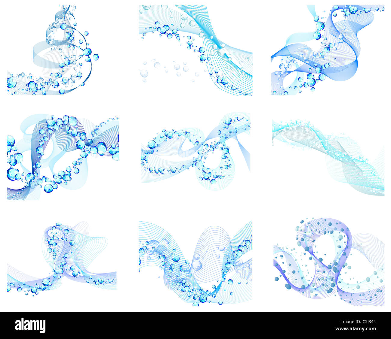 Abstract water vector backgrounds set with bubbles of air Stock Photo - Alamy