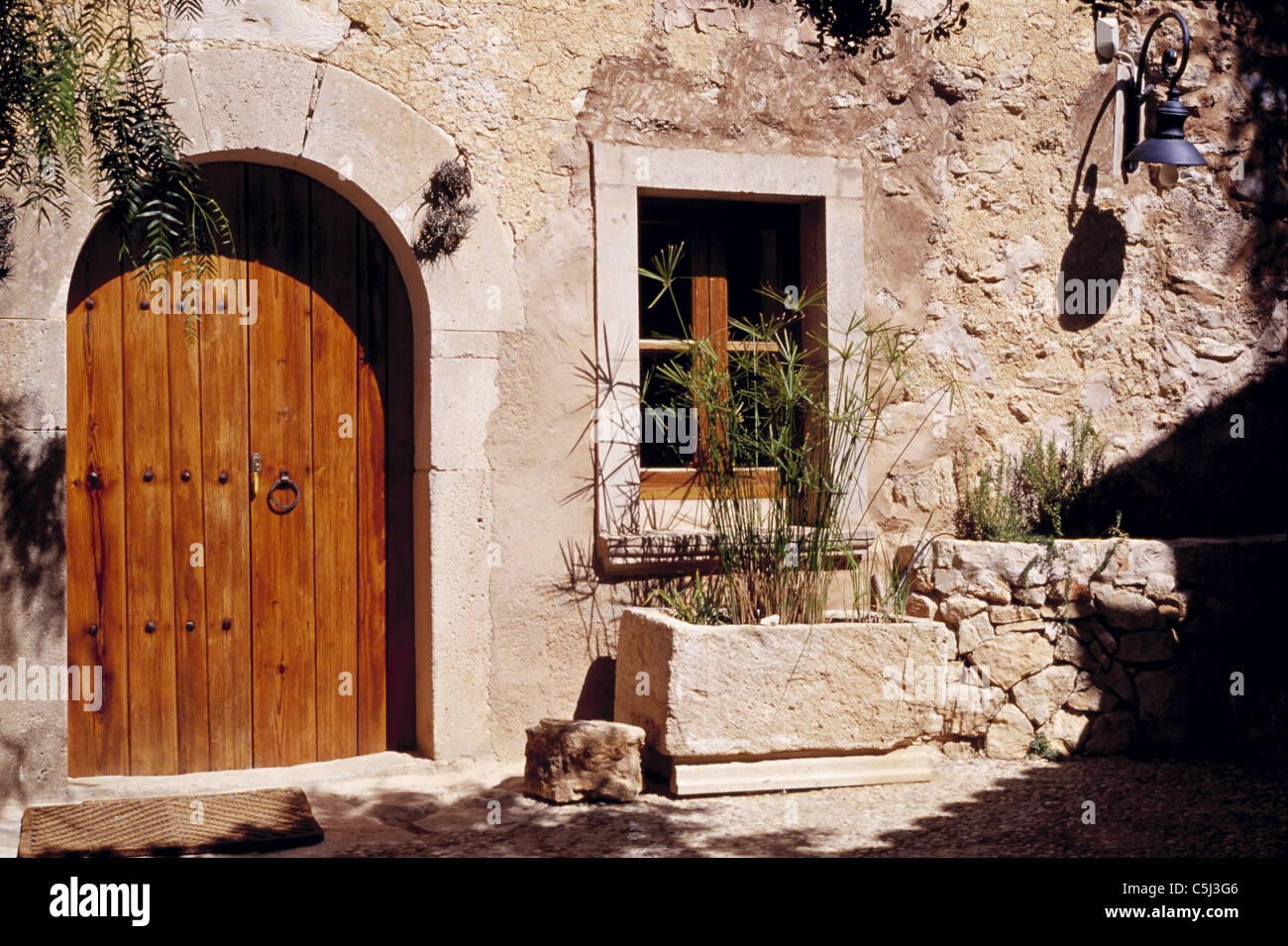 Door and window of finca house in Mallorca Stock Photo - Alamy
