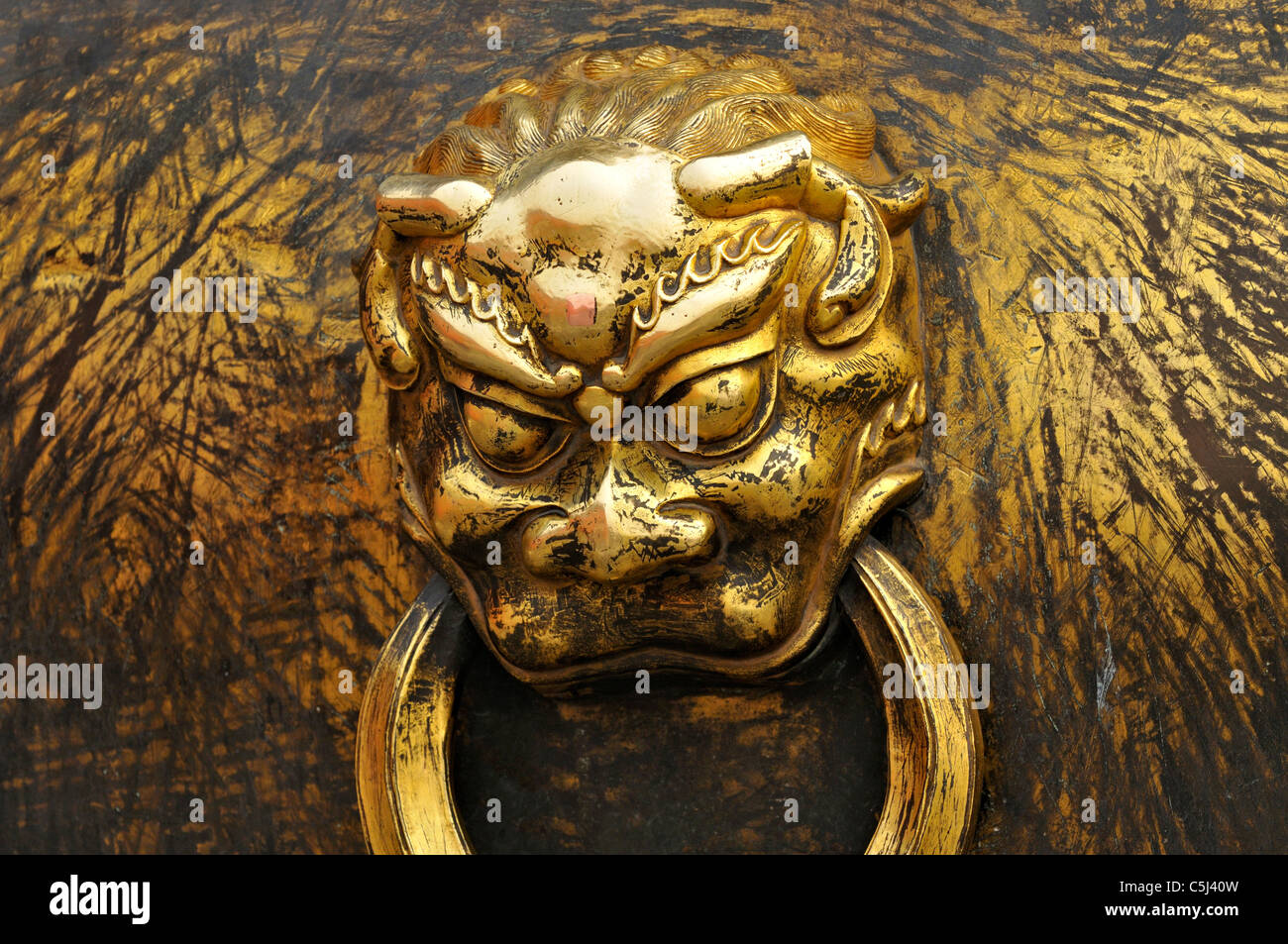 Handle of bronze / gilt urn or water-carrier in the shape of a devil or ...