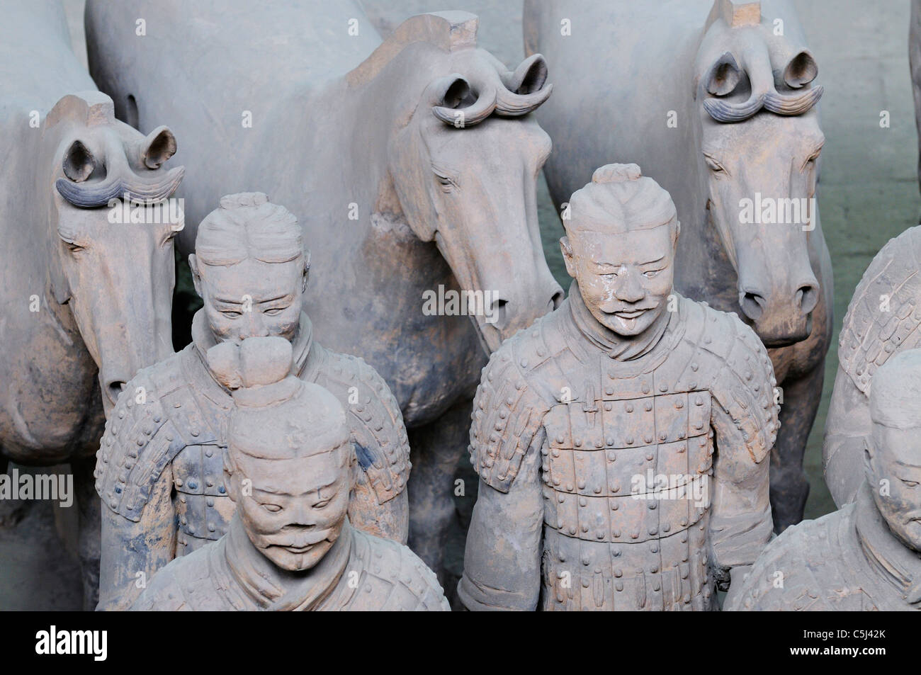 The Terracotta Warriors. Soldiers and horses from the buried funerary ...