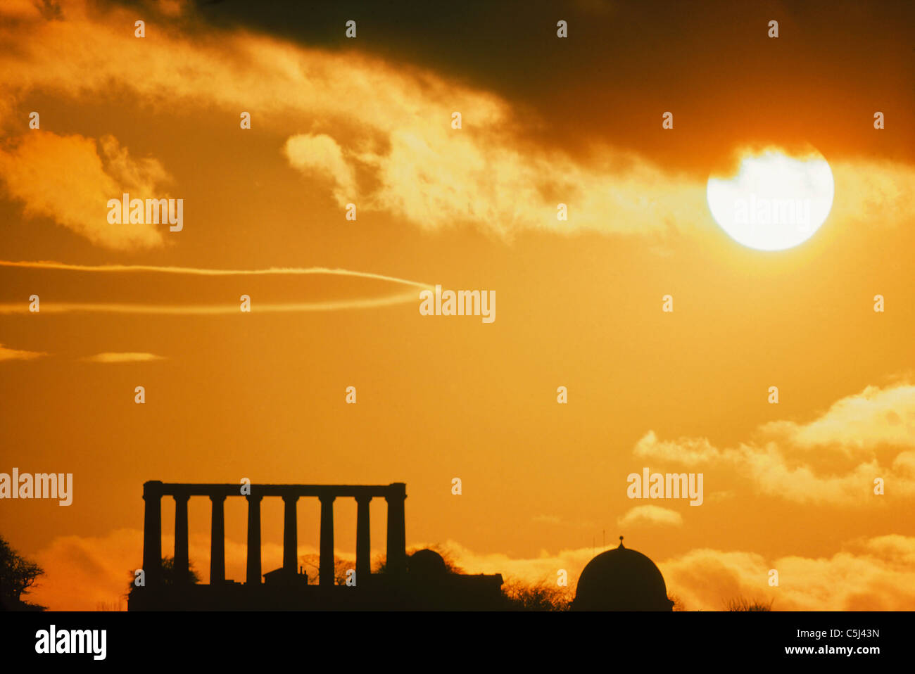 Neo-classical folly on the summit of Calton Hill, Edinburgh, Scotland ...