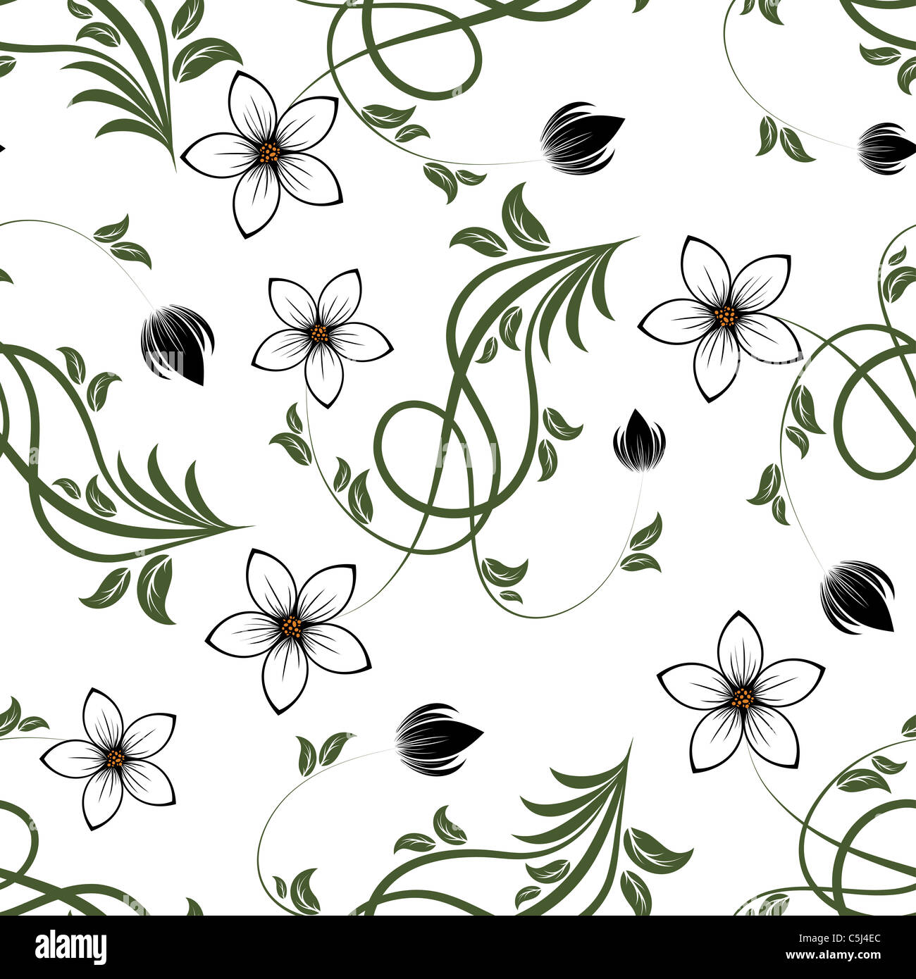 Seamless vector floral pattern Stock Photo - Alamy
