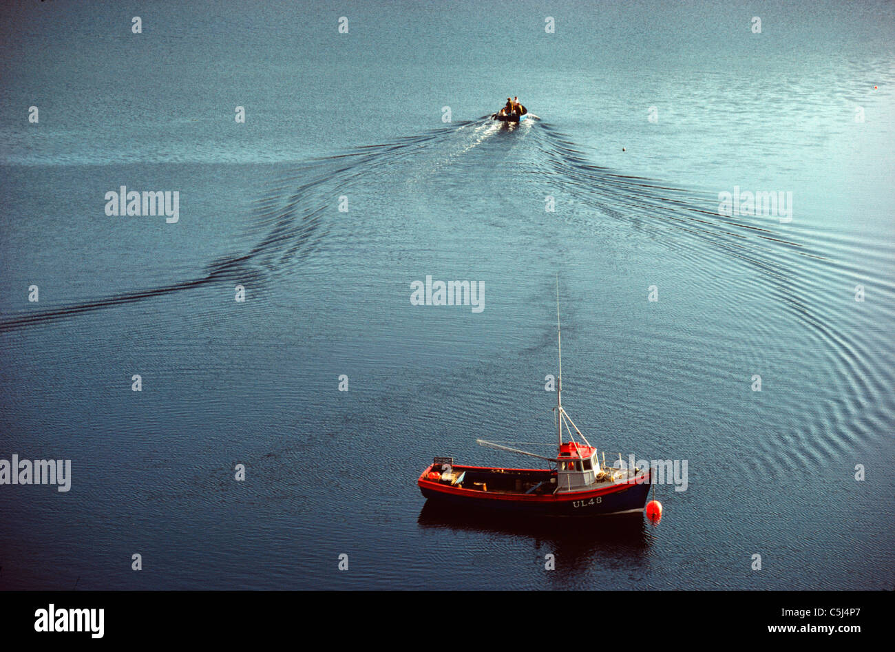 Boats in the outer harbour at Kinlochbervie, Sutherland, northern ...