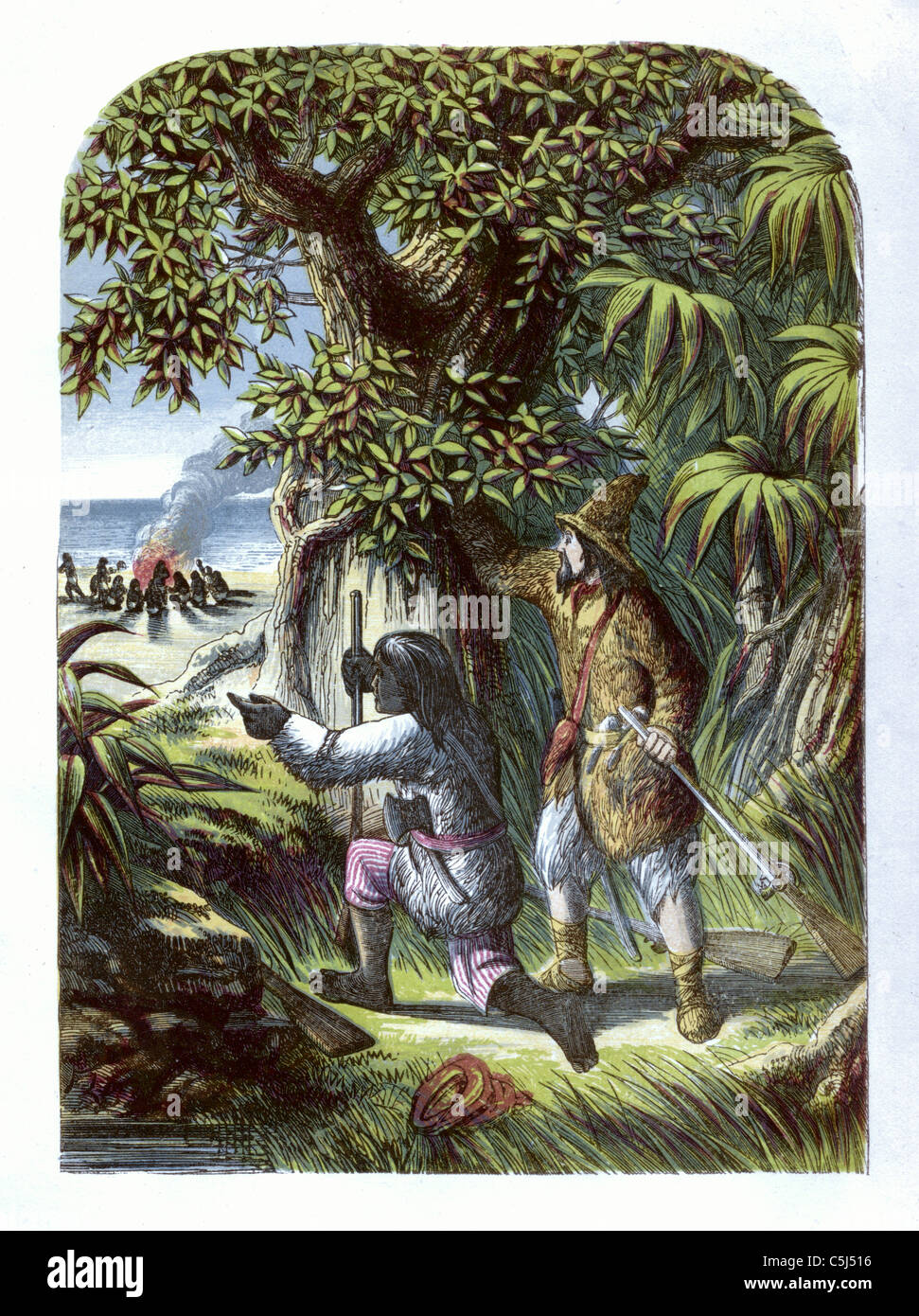 "Robinson Crusoe and Friday attacking the savages" - Robinson Crusoe ...