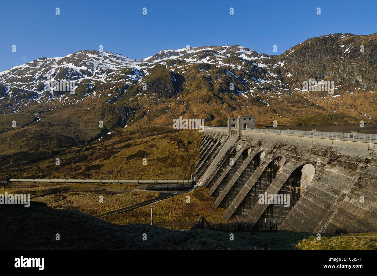 Ben Lawers HydroElectric dam near Killin, Perthshire, Scotland, with a ...