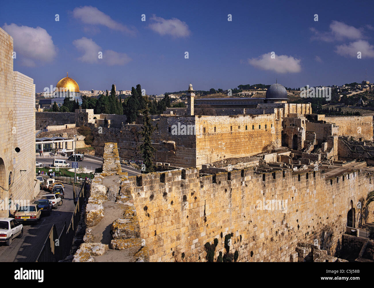The Dome of the Rock mosque, (Al Quds - The Holy), with its golden dome ...