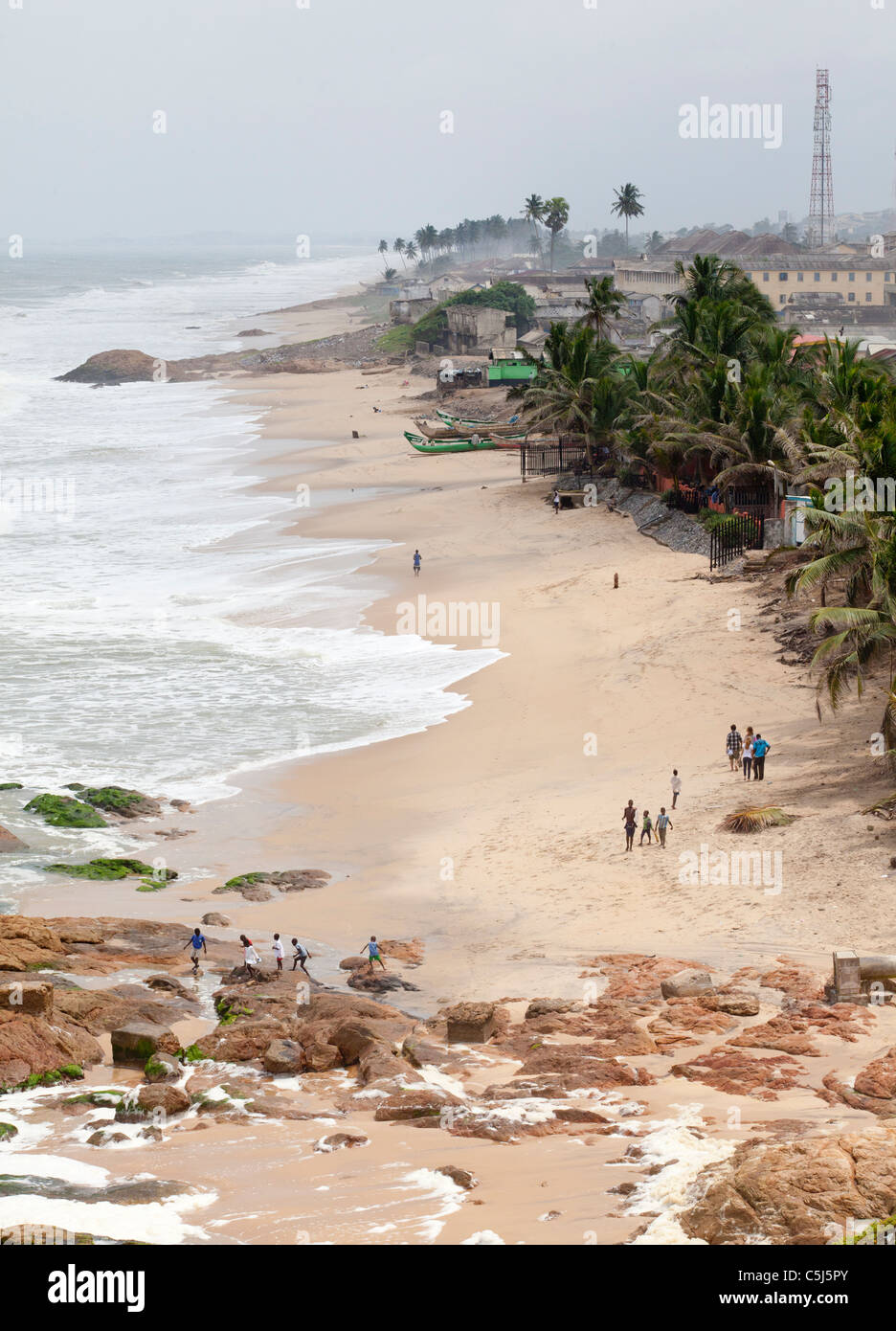 Beach scene near castle, Cape Coast, Ghana Stock Photo - Alamy